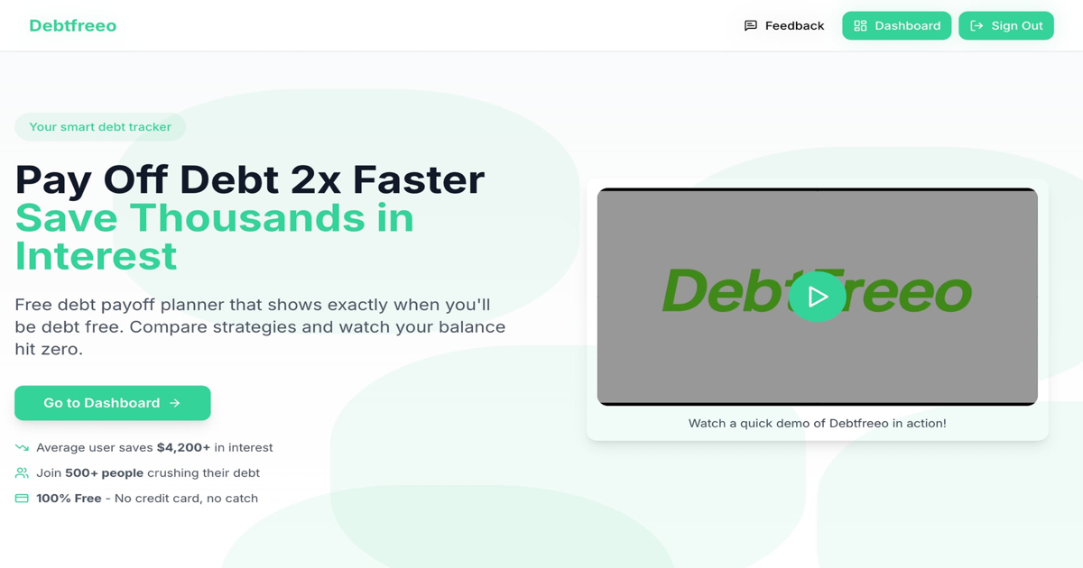 Debtfreeo - Free Debt Payoff Calculators & Repayment Planner
